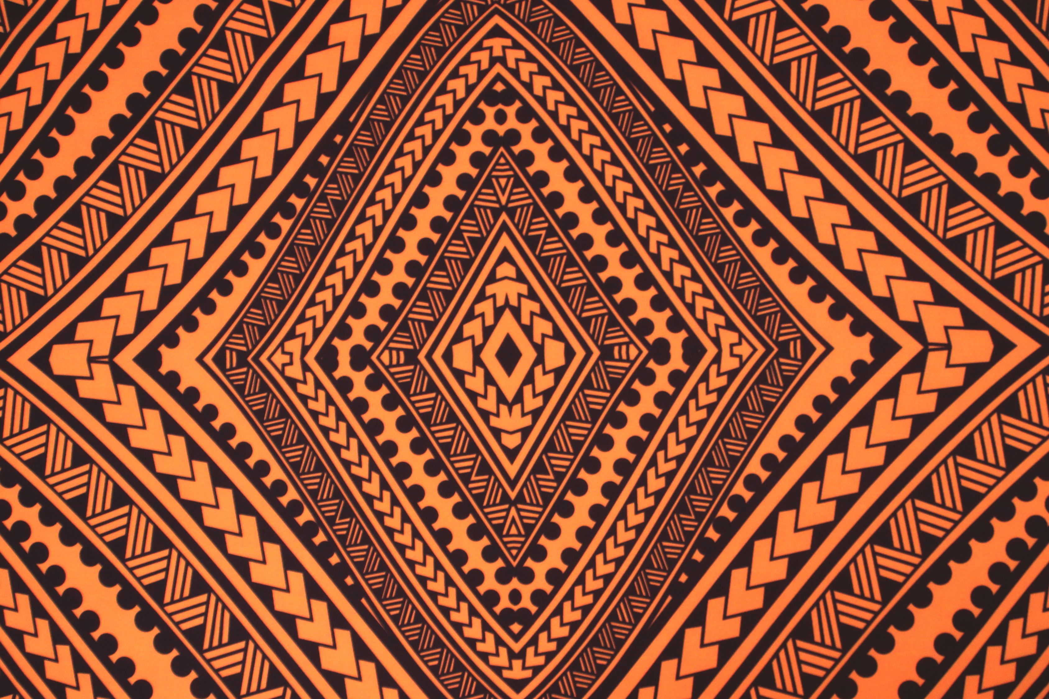 Samoan Tribal Inspired Digital Printed Orange & Brown Pasifika Mini ...