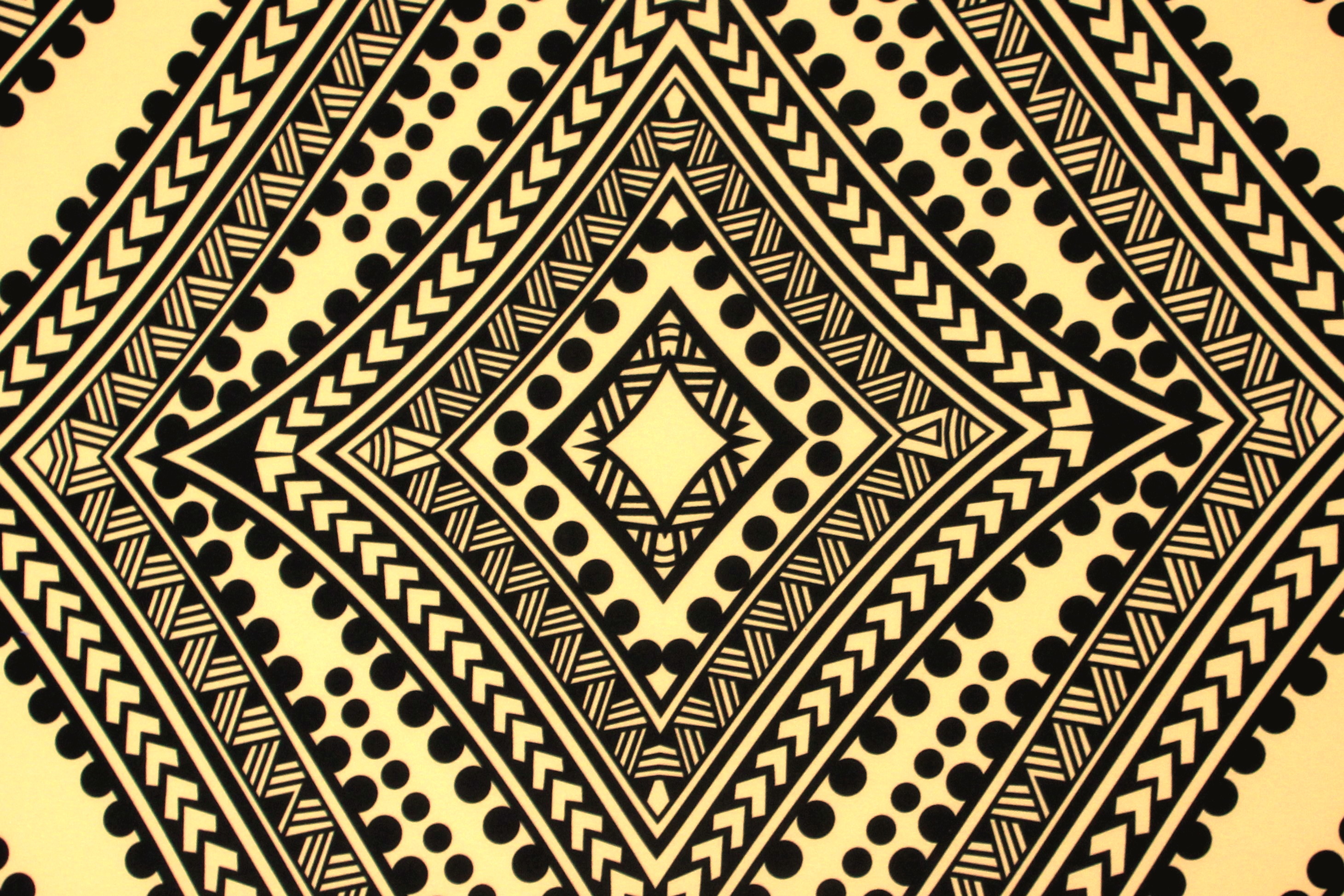 Samoan Tribal Inspired Digital Printed Buttermilk Yellow & Olive ...